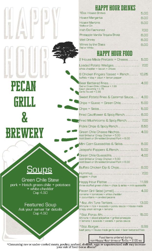 Menus – Pecan Grill & Brewery