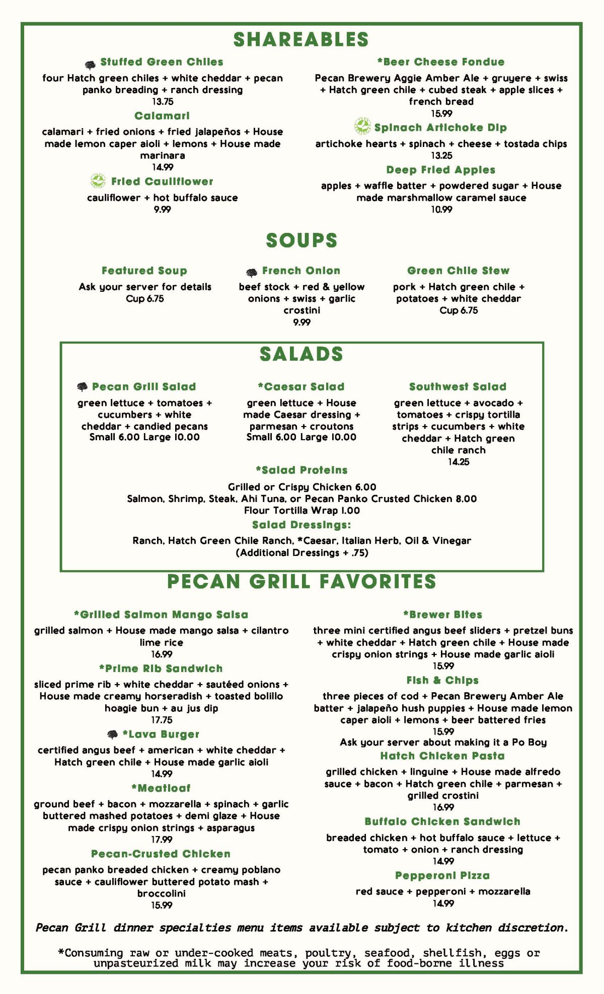 Menus – Pecan Grill & Brewery