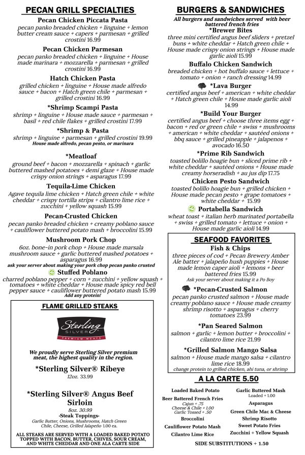 Menus – Pecan Grill & Brewery