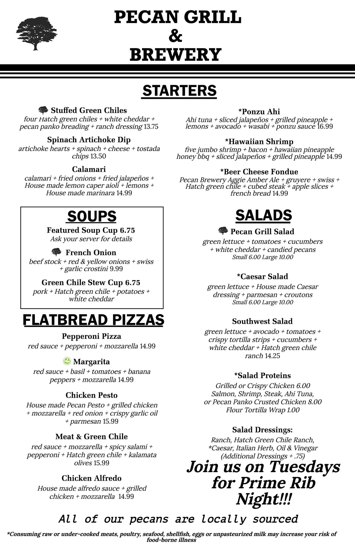 Menus – Pecan Grill & Brewery